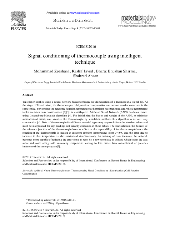 (PDF) Signal conditioning of thermocouple using intelligent technique