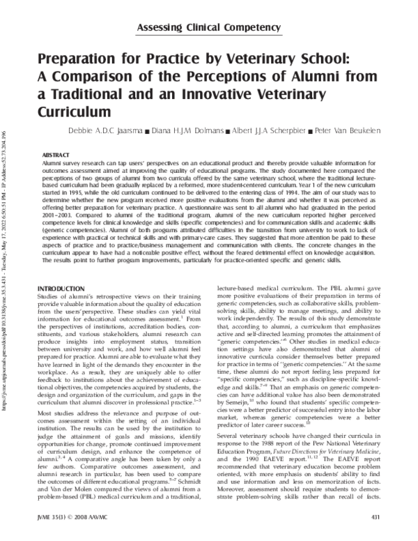 (PDF) Preparation for Practice by Veterinary School: A Comparison of ...