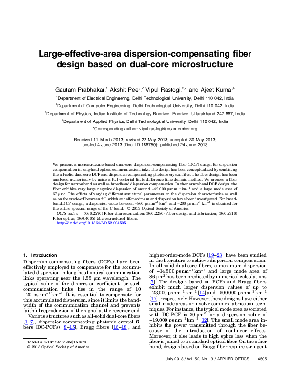 (PDF) Large-effective-area dispersion-compensating fiber design based ...