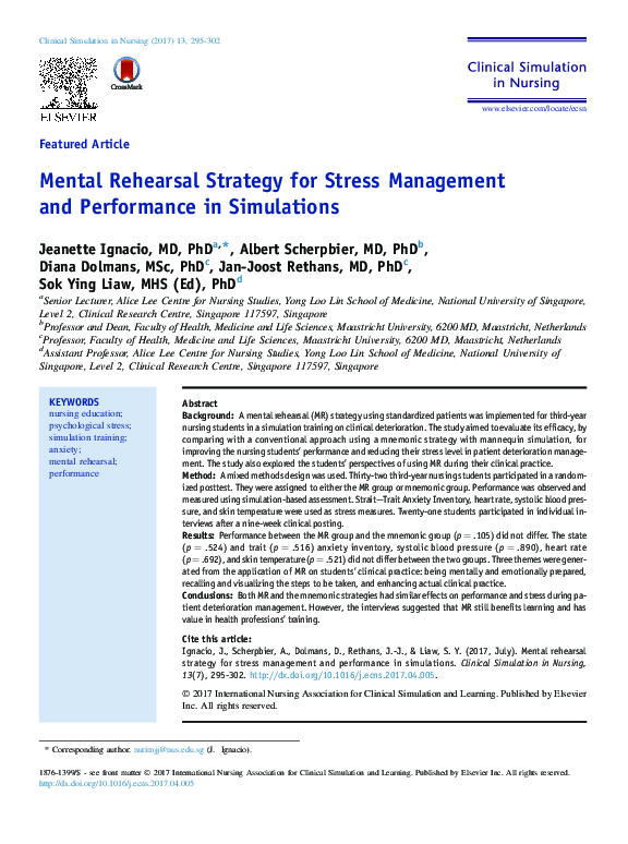 (PDF) Mental Rehearsal Strategy for Stress Management and Performance ...