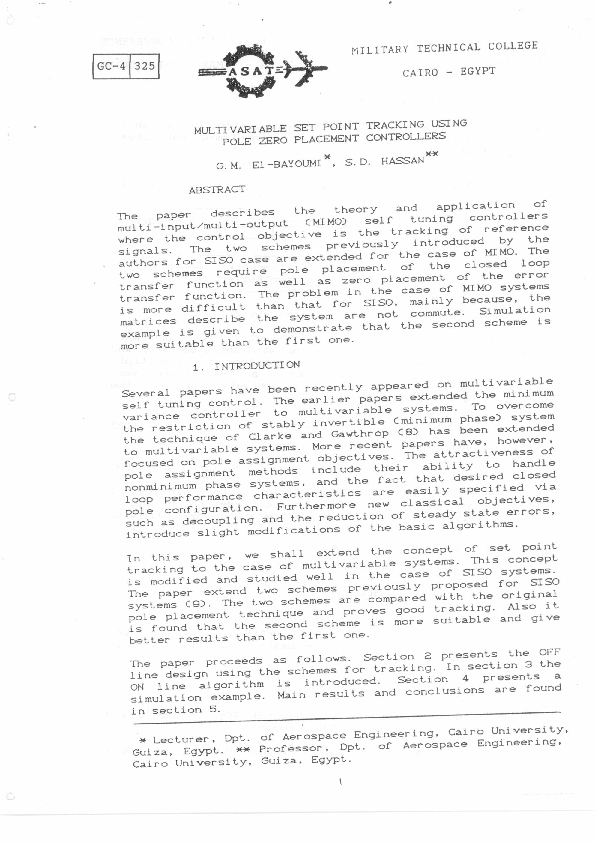 (PDF) Multivariable Set Point Tracking Using Pole Zero Placement ...