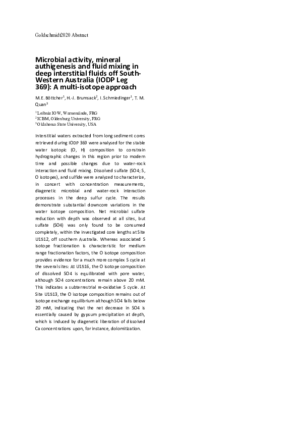 (PDF) Microbial Activity, Mineral Authigenesis and Fluid Mixing in Deep ...
