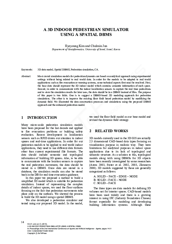 (PDF) A 3D Indoor Pedestrian Simulator Using a Spatial DBMS