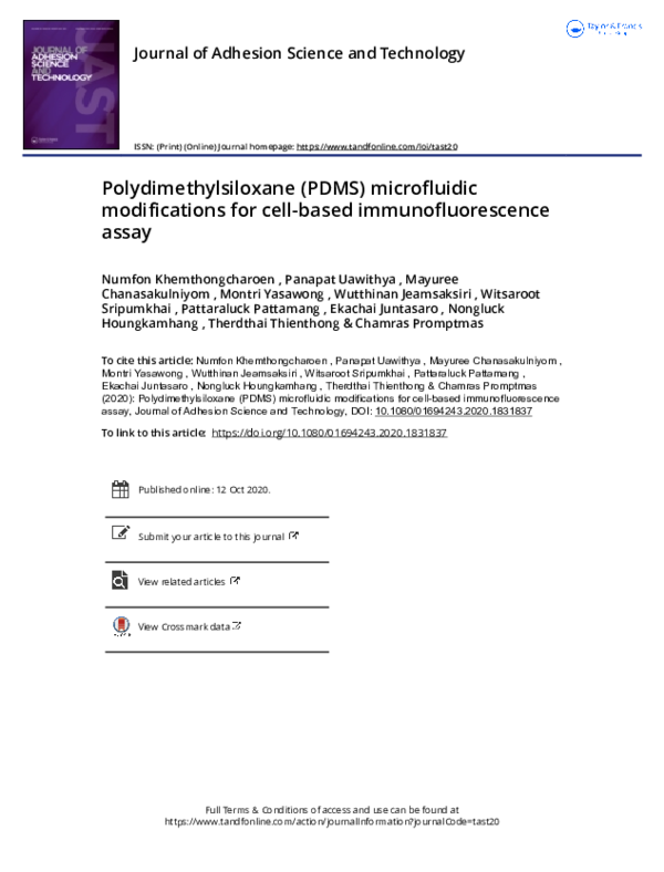 (PDF) Polydimethylsiloxane (PDMS) microfluidic modifications for cell-based immunofluorescence assay