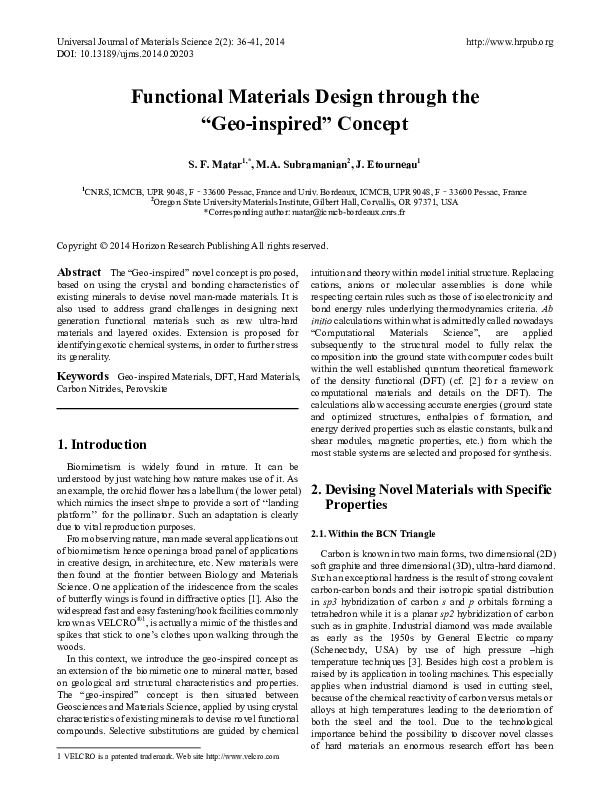 (PDF) Functional Materials Design through the “Geo-inspired” Concept