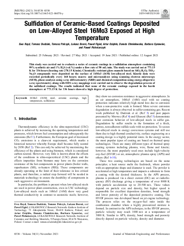 (PDF) Sulfidation of Ceramic-Based Coatings Deposited on Low-Alloyed ...