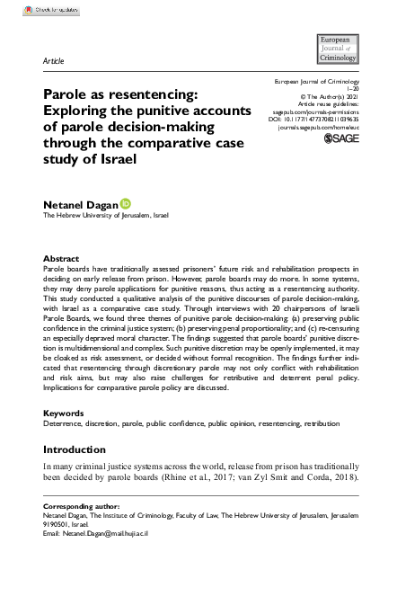 (PDF) Parole as resentencing: Exploring the punitive accounts of parole ...