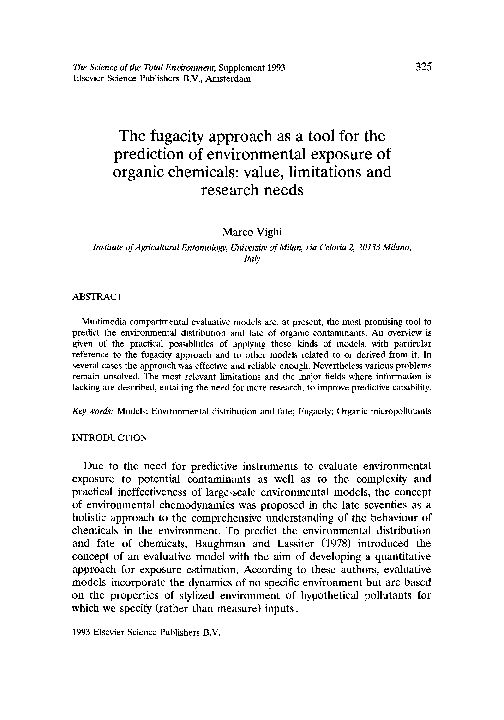 (PDF) The fugacity approach as a tool for the prediction of ...