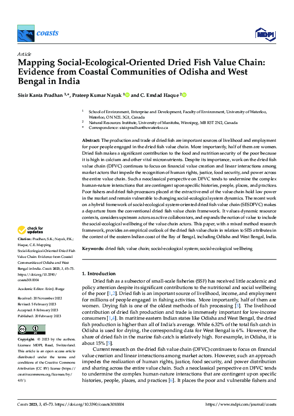 (PDF) Mapping Social-Ecological-Oriented Dried Fish Value Chain: Evidence from Coastal ...