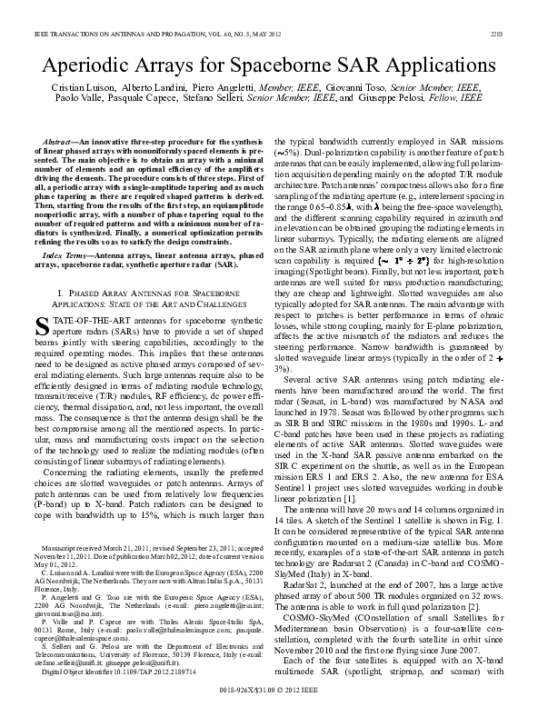 (PDF) Aperiodic Arrays for Spaceborne SAR Applications