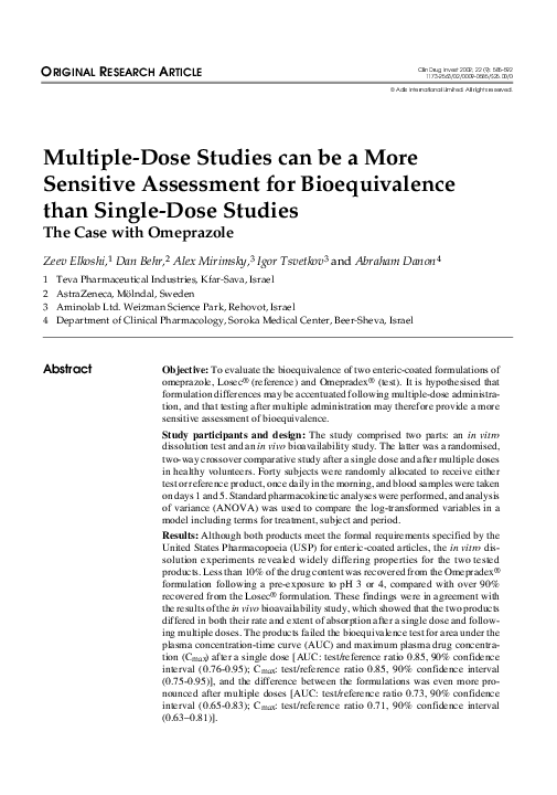(PDF) Multiple-Dose Studies can be a More Sensitive Assessment for ...