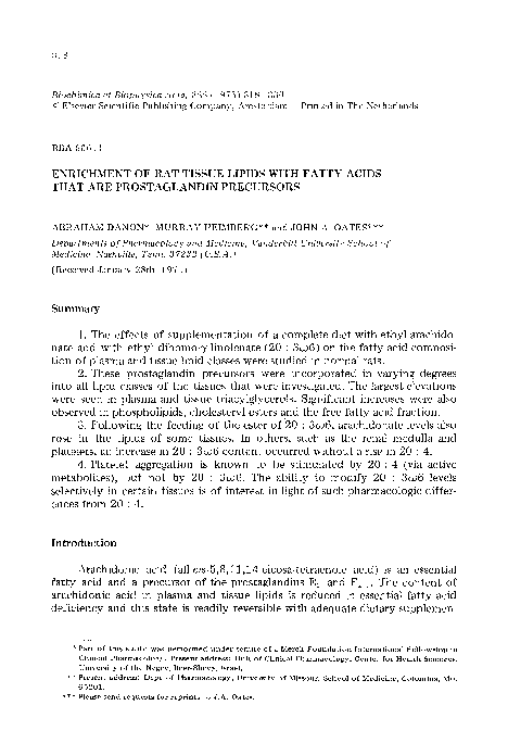 (PDF) Enrichment of rat tissue lipids with fatty acids that are ...