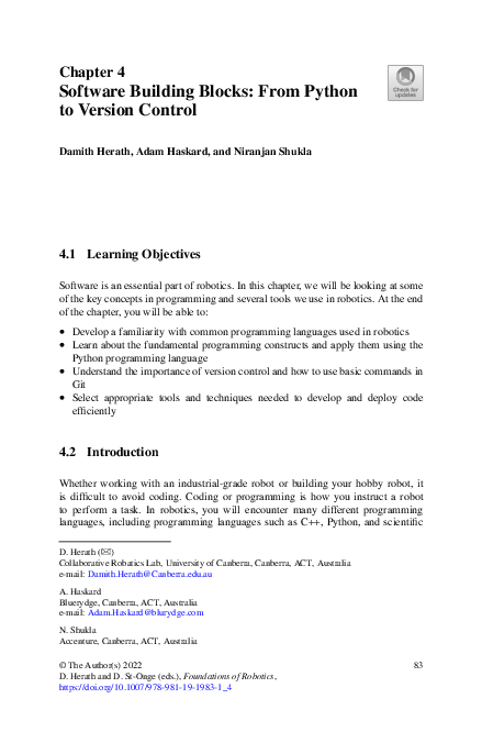 (PDF) Key Concepts in Robotics Programming and Version Control