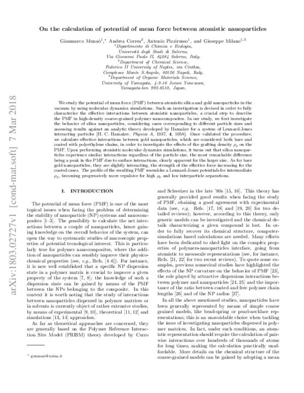 (PDF) On the calculation of the potential of mean force between ...