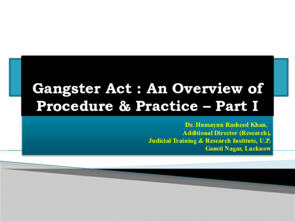 (PPT) U.P.Gangsters & Anti social Activities (Prevention) Act, 1986 ...