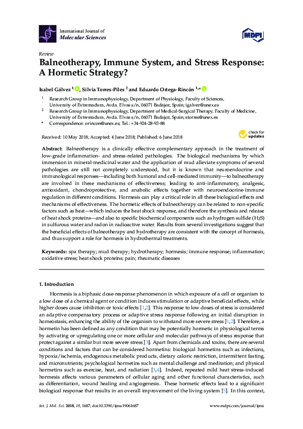 (PDF) Balneotherapy, Immune System, and Stress Response: A Hormetic ...