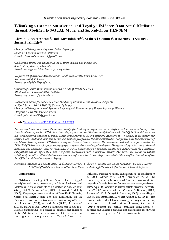 (PDF) E-banking Customer Satisfaction and Loyalty: Evidence from Serial ...