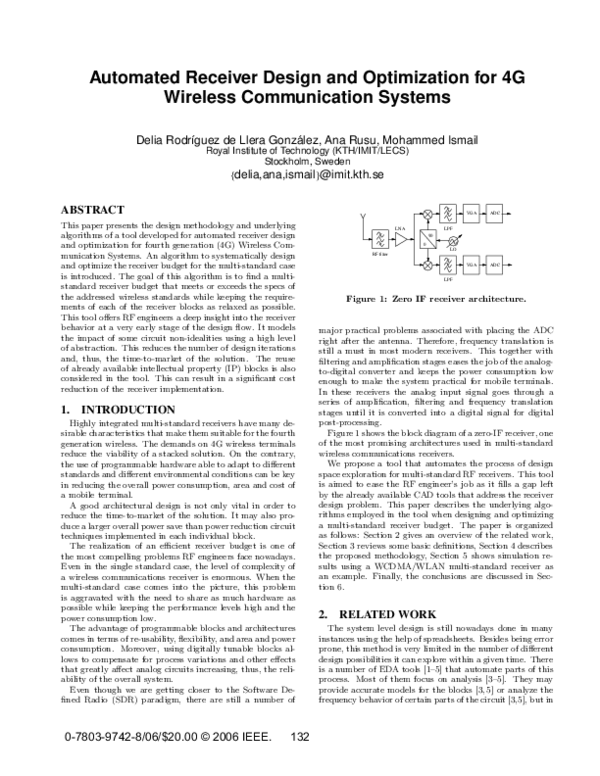 Pdf Automated Receiver Design And Optimization For 4g Wireless