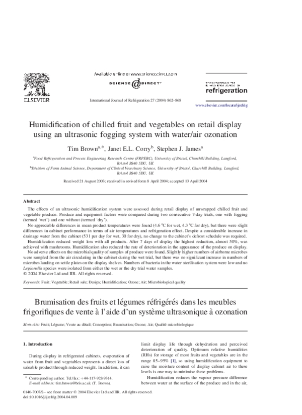 (PDF) Humidification of chilled fruit and vegetables on retail display ...