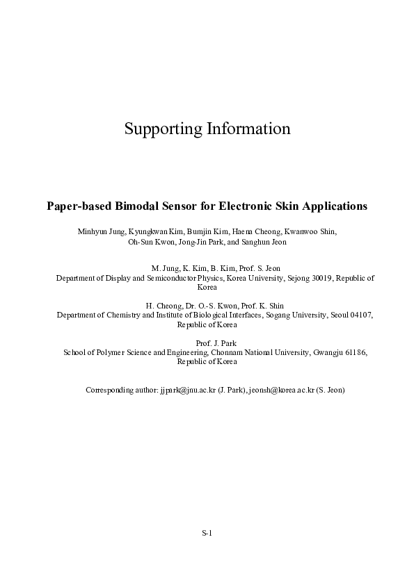 (PDF) Paper-Based Bimodal Sensor for Electronic Skin Applications