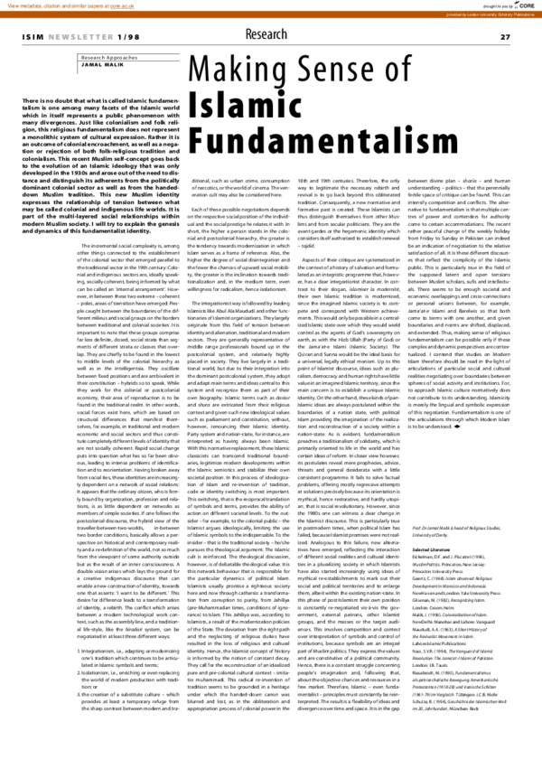 (PDF) Making sense of Islamic Fundamentalism