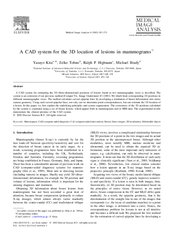 (PDF) A CAD system for the 3D location of lesions in mammograms