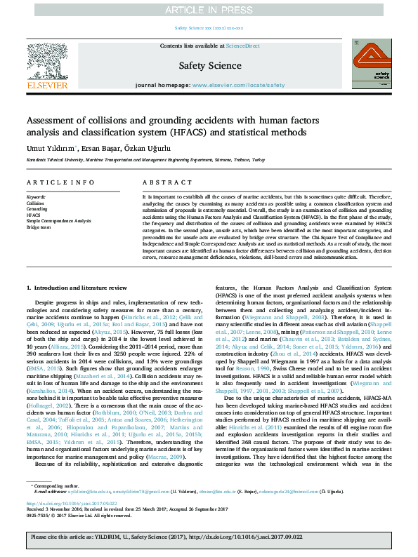 (PDF) Assessment of collisions and grounding accidents with human ...