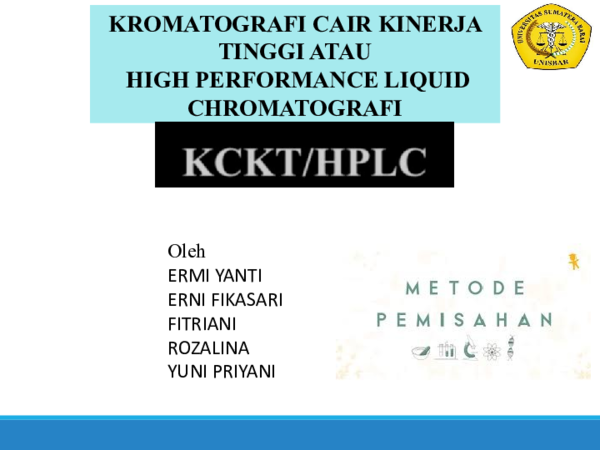(PPT) KROMATOGRAFI CAIR KINERJA TINGGI ATAU HIGH PERFORMANCE LIQUID ...