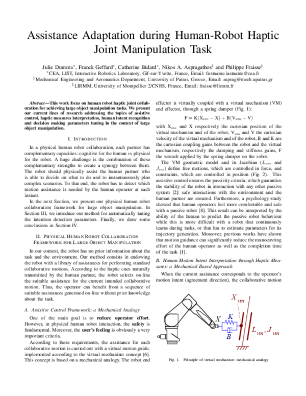 (PDF) Assistance Adaptation during Human-Robot Haptic Joint ...