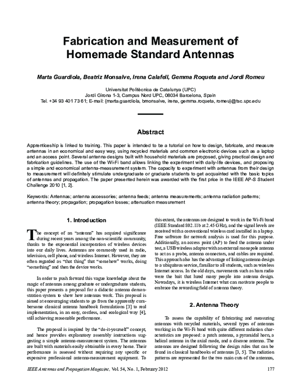 (PDF) Fabrication and measurement of homemade standard antennas