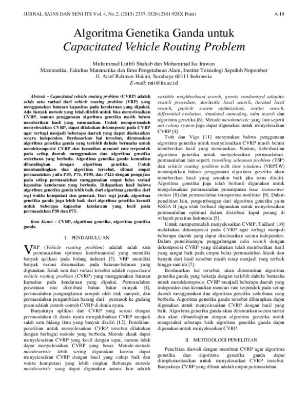 (PDF) Algoritma Genetika Ganda Untuk Capacitated Vehicle Routing Problem
