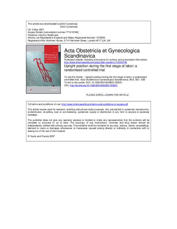 (PDF) Upright position during the first stage of labor: a randomised ...