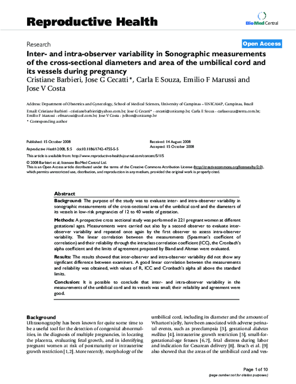 (PDF) Inter- and intra-observer variability in Sonographic measurements ...