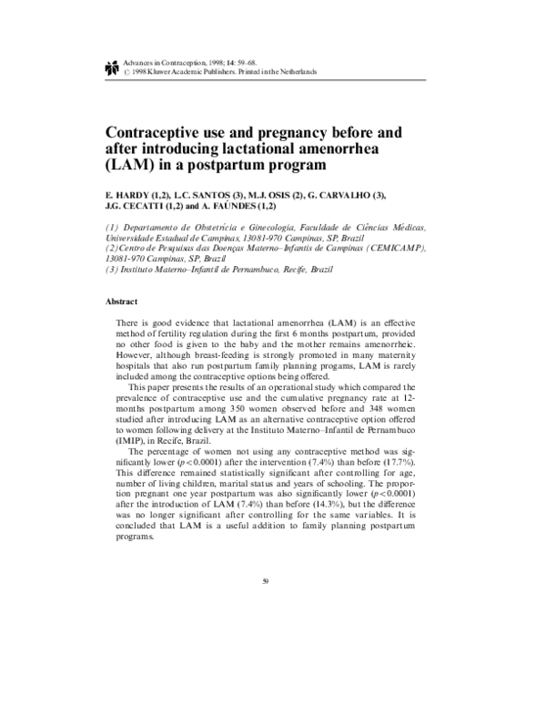 (PDF) Contraceptive use and pregnancy before and after introducing ...