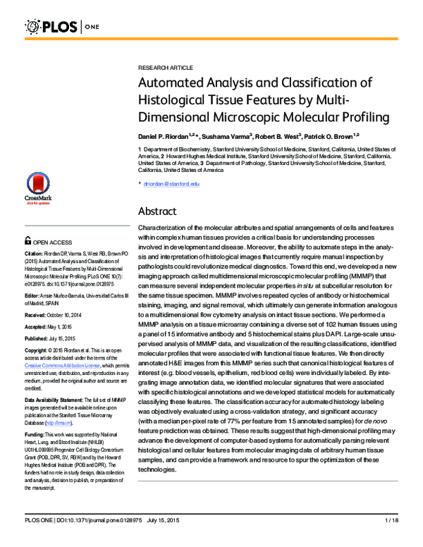(PDF) Automated Analysis and Classification of Histological Tissue Features by Multi-Dimensional ...