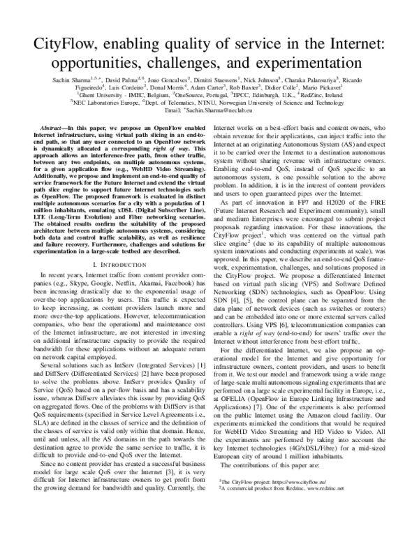 (PDF) CityFlow, enabling quality of service in the Internet: Opportunities, challenges, and ...