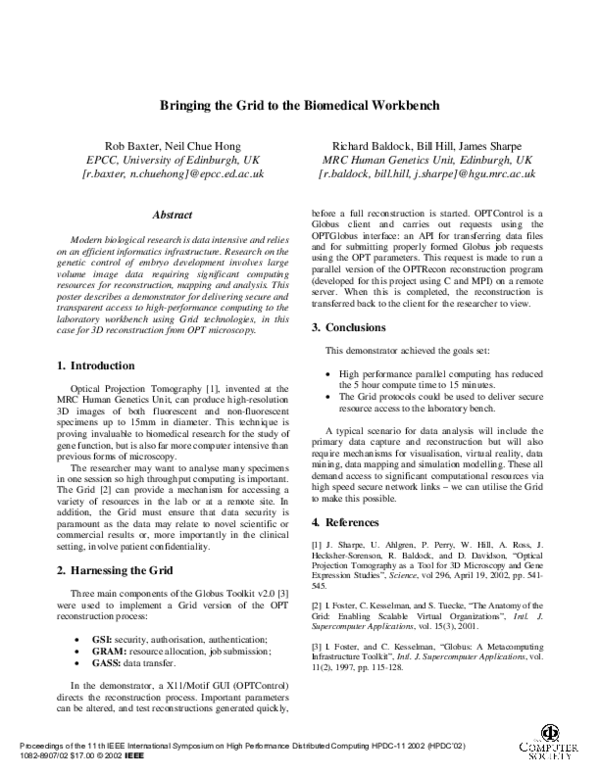 (PDF) Bringing the grid to the biomedical workbench