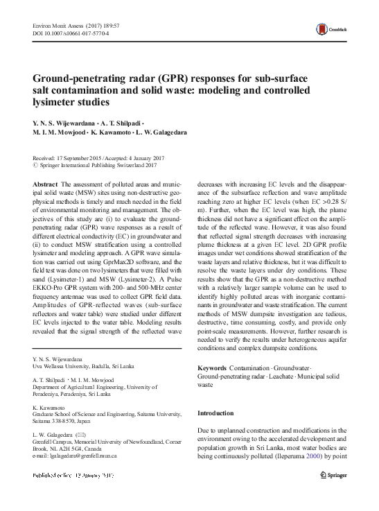(PDF) Ground-penetrating radar (GPR) responses for sub-surface salt ...