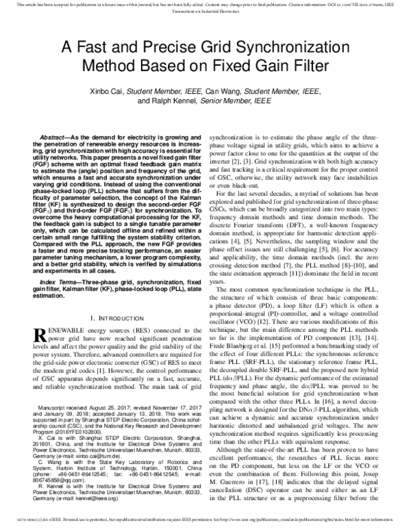 (PDF) A Fast and Precise Grid Synchronization Method Based on Fixed ...