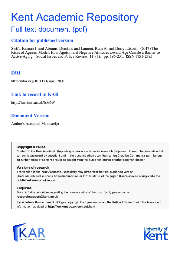 (PDF) The Risks of Ageism Model: How Ageism and Negative Attitudes ...