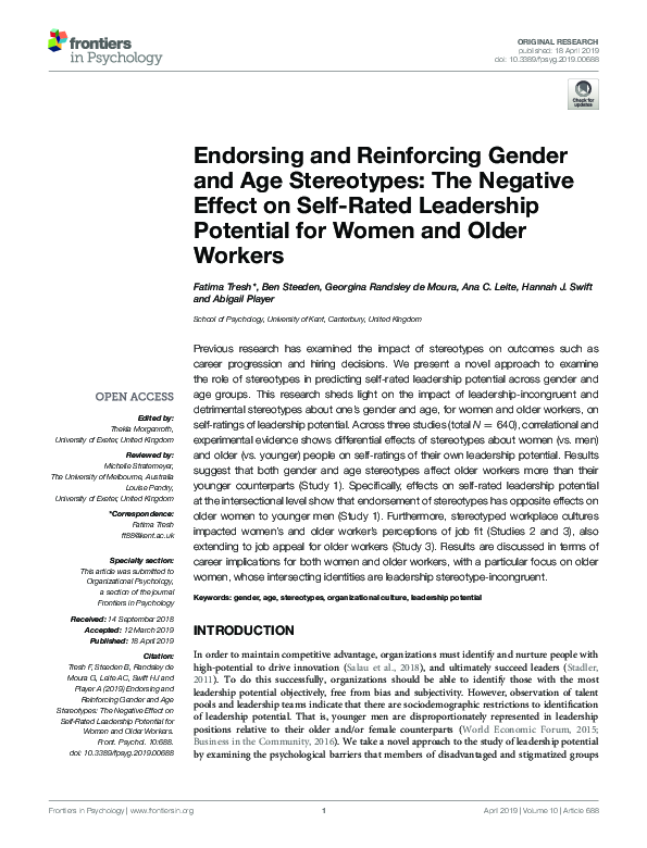 (PDF) Endorsing and Reinforcing Gender and Age Stereotypes: The ...