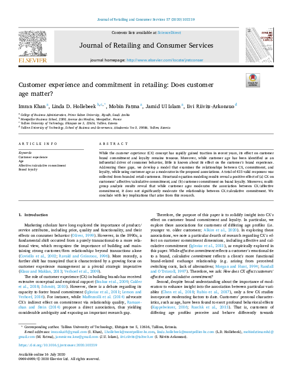 (PDF) Customer experience and commitment in retailing: Does customer ...