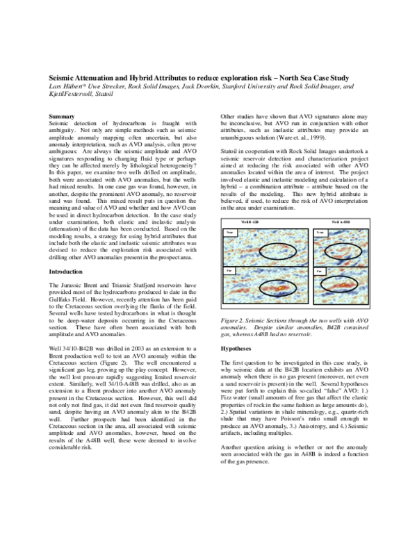 Pdf Seismic Attenuation And Hybrid Attributes To Reduce Exploration Risk — North Sea Case