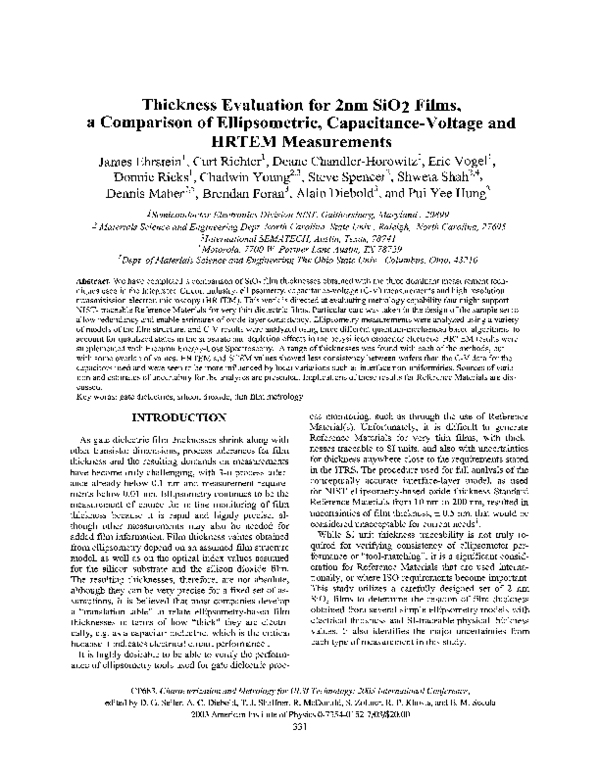 (PDF) Thickness Evaluation for 2nm SiO2 Films, a Comparison of ...