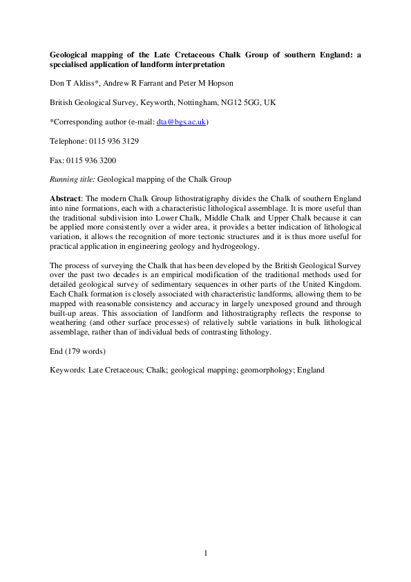 (PDF) Geological mapping of the Late Cretaceous Chalk Group of southern ...