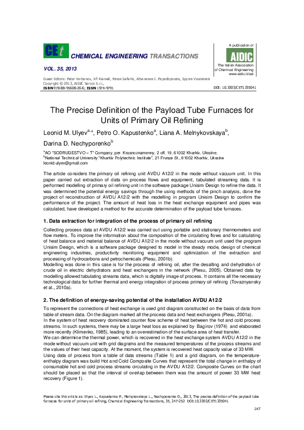 (PDF) The precise definition of the payload tube furnaces for units of ...