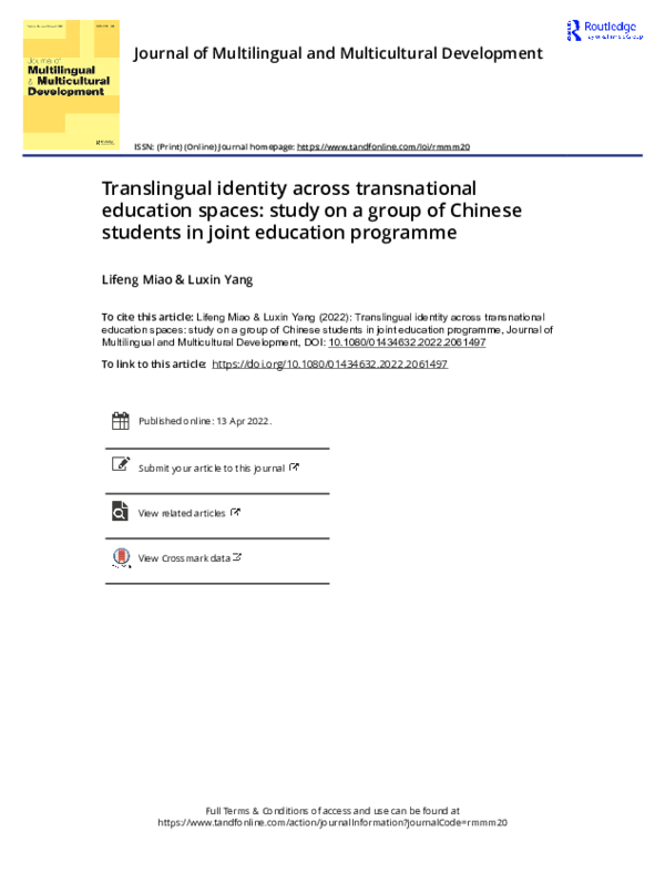 (PDF) Journal of Multilingual and Multicultural Development