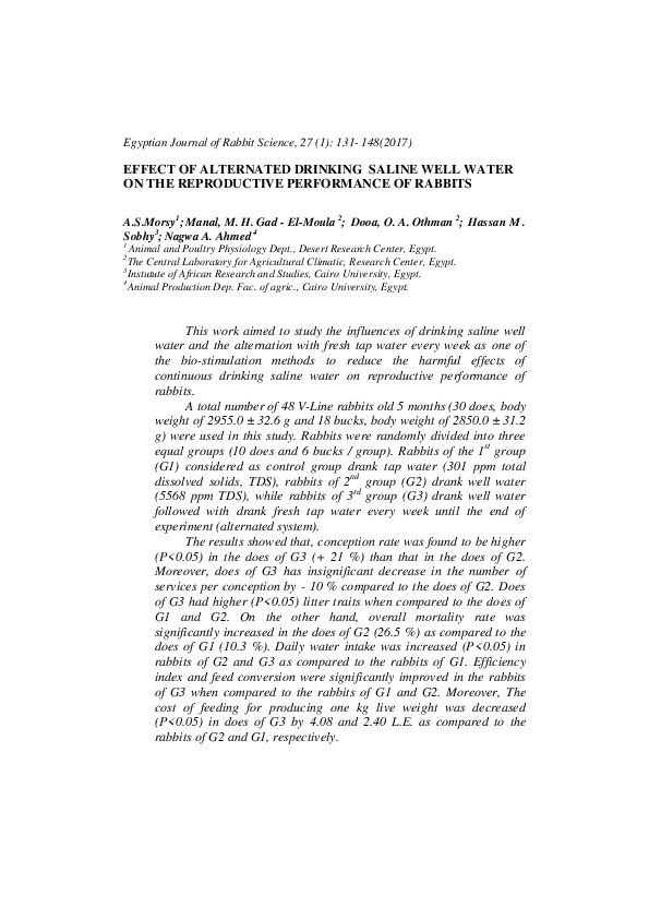 (PDF) Effect of Alternated Drinking Saline Well Water on the ...