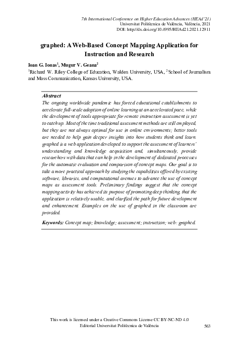 (PDF) graphed: A Web-Based Concept Mapping Application for Instruction and Research