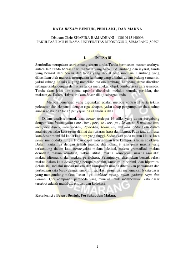 (PDF) Kata Besar: Bentuk, Perilaku, Dan Makna
